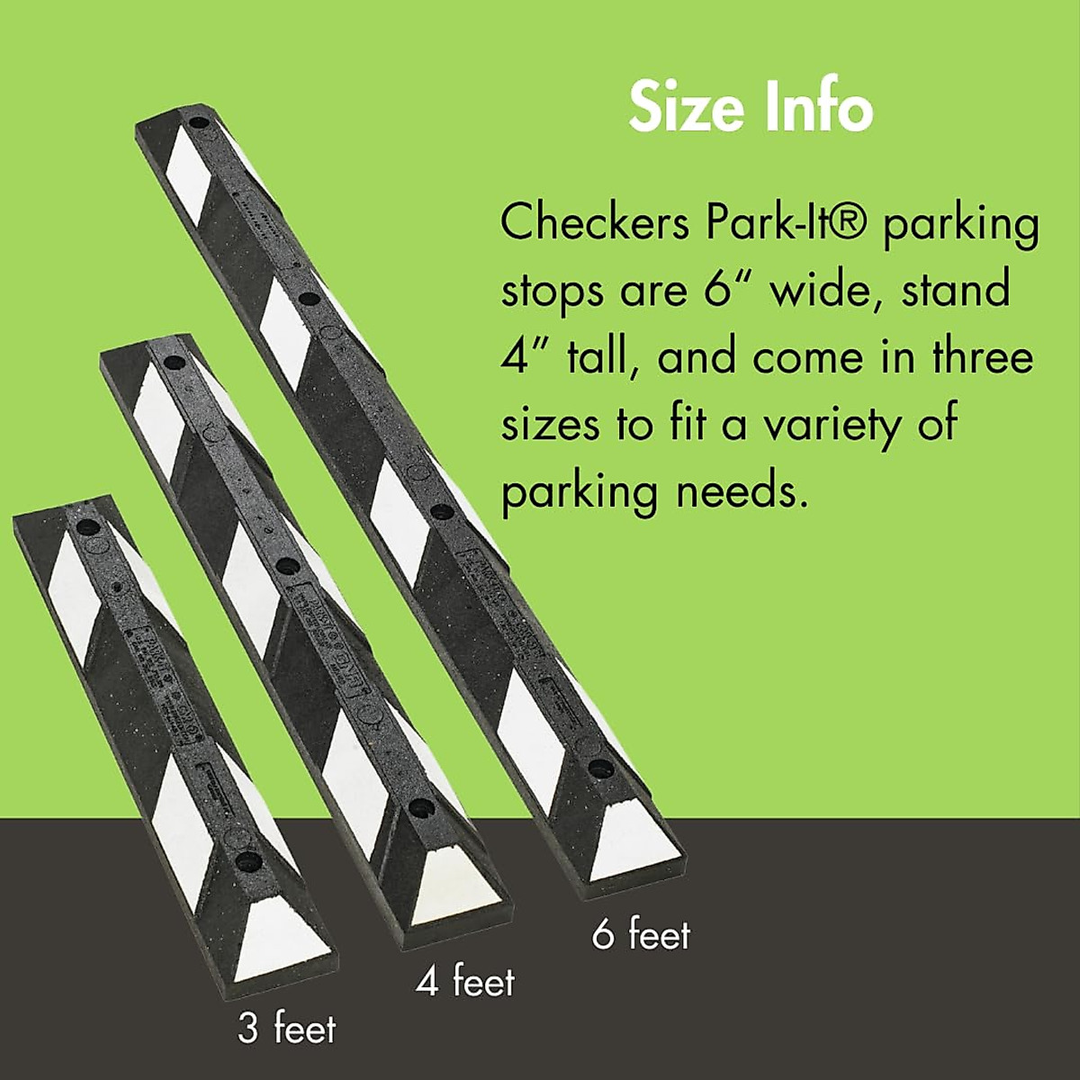 Park-It Recycled Rubber Parking Stop 4'X6"X4" Black/White