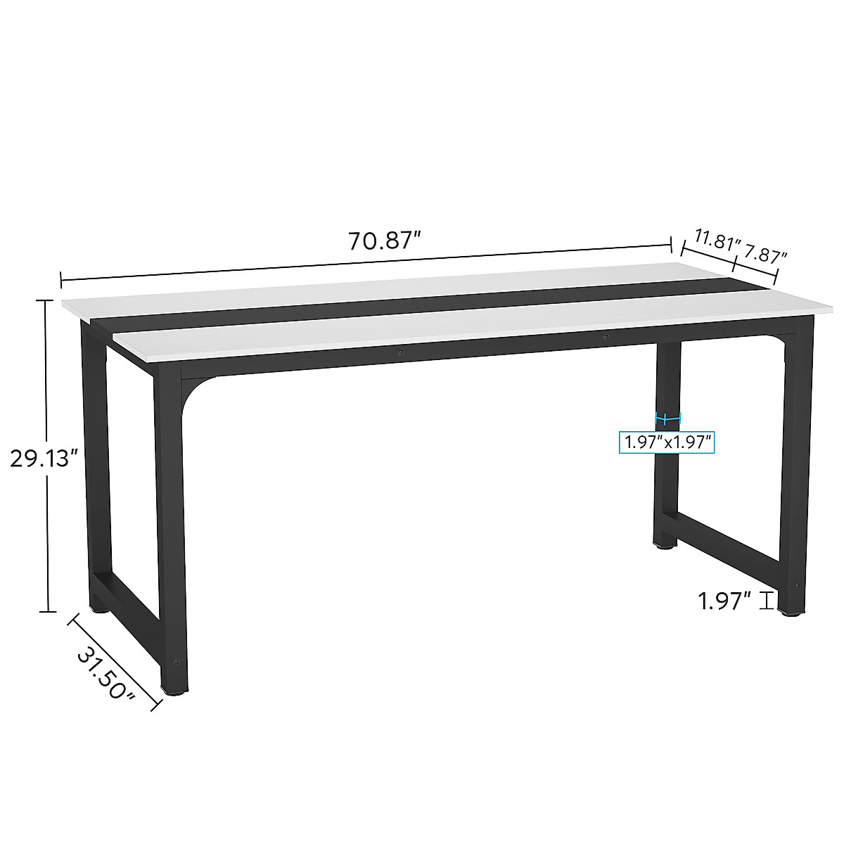Tribesigns Modern Computer Desk, 70.8 x 31.5 inch Large Office Desk Computer Table Study Writing Desk Workstation for Home Office, Conference Room