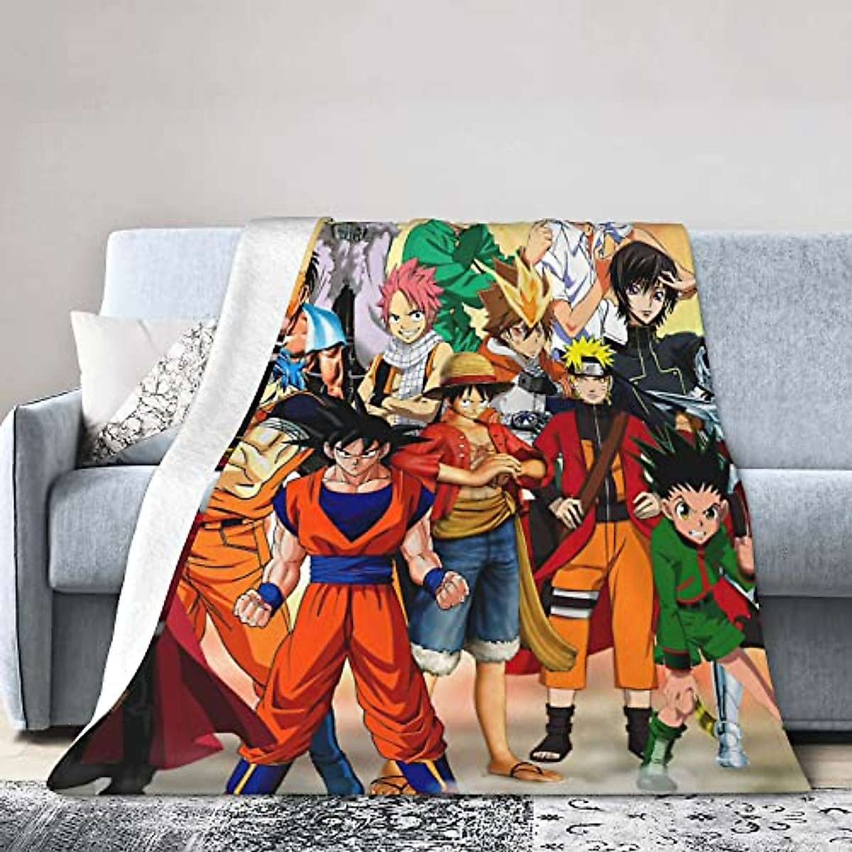 Nrovkug Anime Characters Super Soft Flannel Throw Blanket Lightweight Blankets Towel Blanket for Couch Sofa 50"x40"