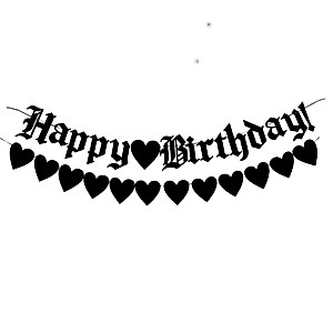 Gothic HAPPY BIRTHDAY Banner,Celebrate the occasion with this fun, quirky, alternative banner, Old English Gothic banners,for 20th 30th 40th Birthday