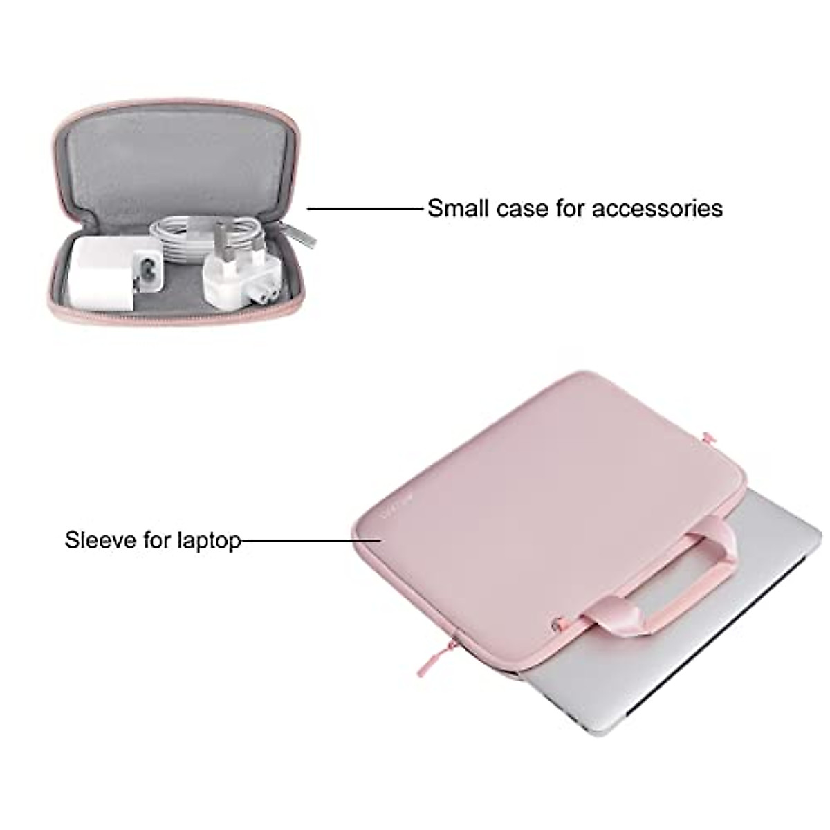 MOSISO Laptop Sleeve Compatible with MacBook Air/Pro, 13-13.3 inch Notebook, Compatible with MacBook Pro 14 inch 2023-2021 A2779 M2 A2442 M1, Neoprene Briefcase Bag with Detachable Small Case, Pink