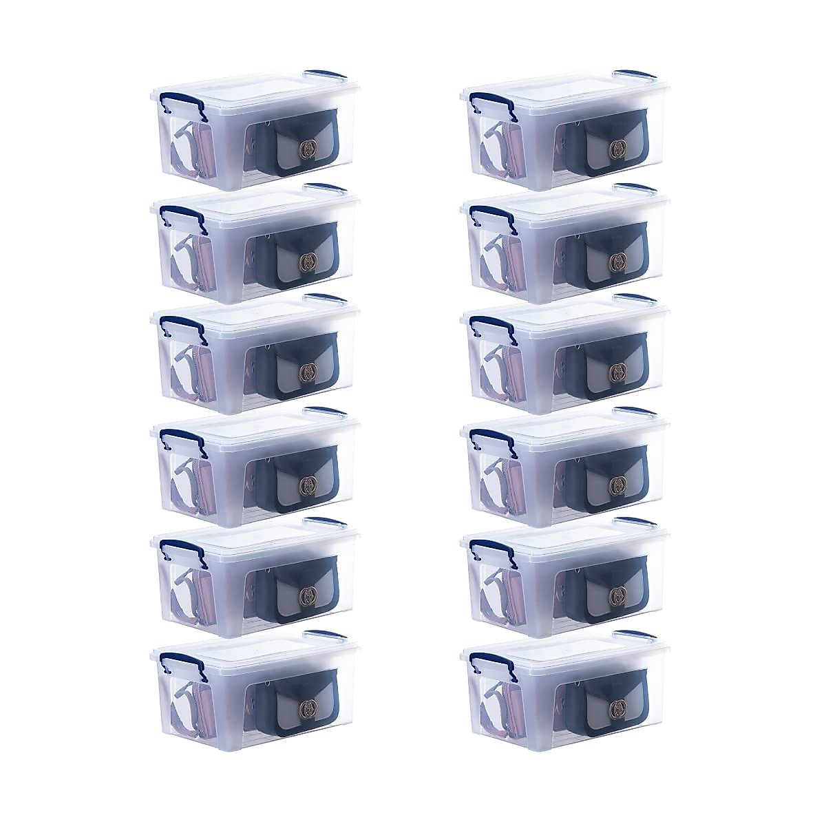 Superio Clear Storage Bins with Lids, Stackable Storage Box with Latches and Handles, Extra Small, 12 Pack 3 Quart