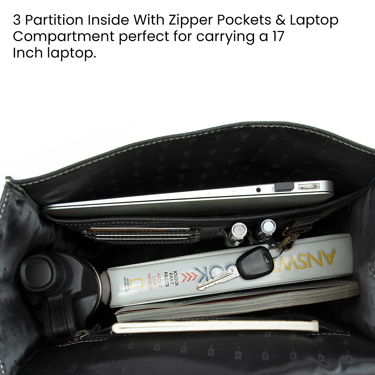 Handmade World Vintage Full Grain 18 Inch Black Leather Laptop Large Backpack Casual Bookbag Daypack Camping Travel Rucksack Knapsack