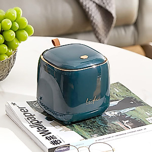 Thawella Mini Countertop Trash Can, 3L Capacity, Dark Green, Press Type, Removable Lid, Small Garbage Cans, Desktop Trash Can for Home, Office and Dressing Table