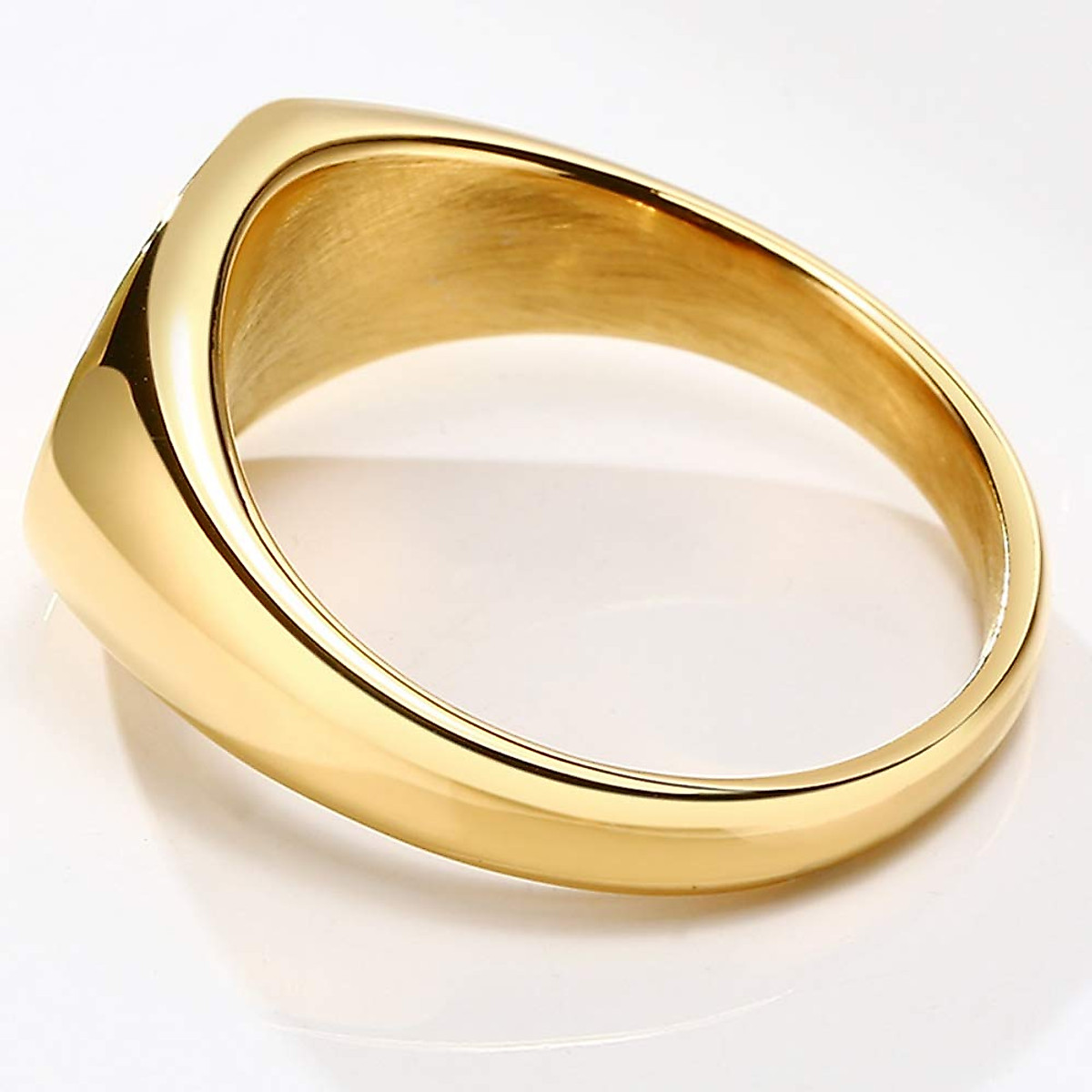 Jude Jewelers Stainless Steel Classical Simple Plain Oval Shape Signet Style Pinky Wedding Statement Promise Anniversary Ring (Gold, 4)