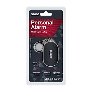 SABRE 2-in-1 Personal Alarm with LED Light, 130dB Personal Safety Siren, Snap Hook for Instant Access, 1,250 Foot (381 Meters) Range, Compact Design for Easy Attachment to Purse, Bag, or Keys