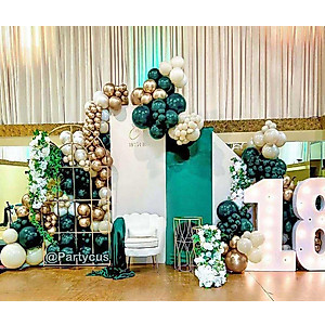 Emerald Green Balloon Garland Double Stuffed Dark Green White Pearl Balloon Forest Green Ivory Gold Balloon Arch Kit for Birthday Wedding Anniversary Graduation Christmas Party Decoration