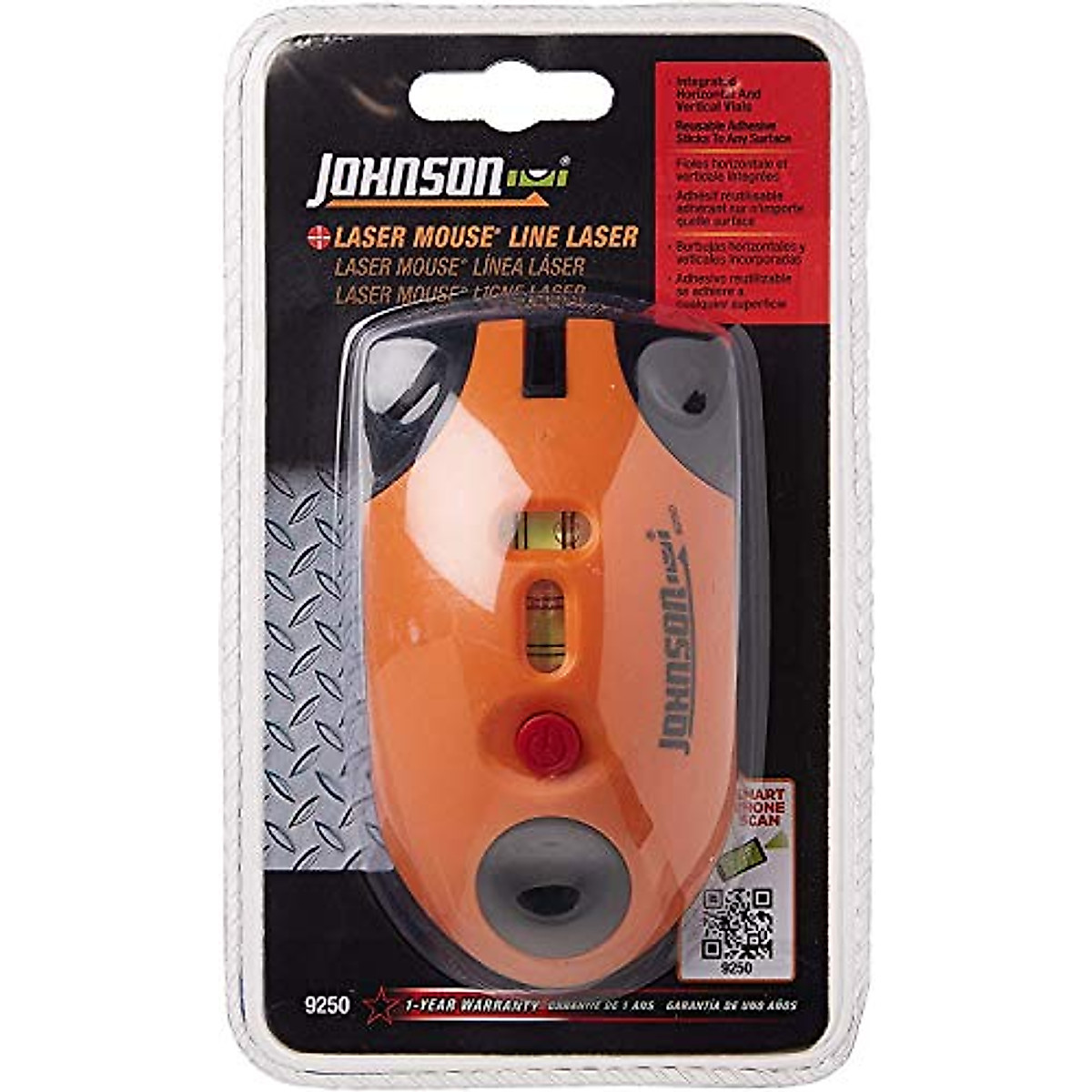 Johnson Level & Tool 9250 Laser Mouse, 30' Interior Range, Orange, 1 Laser Mouse