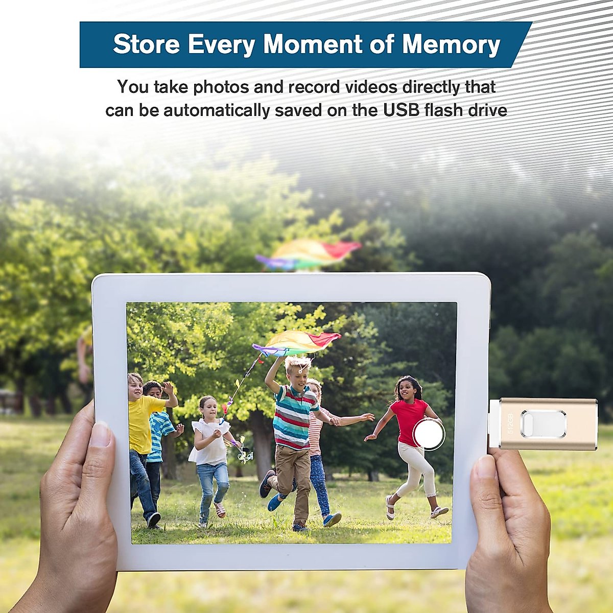 [4-in-1] Photo Stick for Phone 512GB USB Flash Drive for Pad Backup Drive OTG Smart Phone Memory Stick，USB 3.0 Fast Storage Photostick