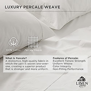 100% Cotton Percale Sheets King Size, White, Deep Pocket, 4 Pieces Sheet Set - 1 Flat, 1 Deep Pocket Fitted Sheet and 2 Pillowcases, Crisp Cool and Strong Bed Linen