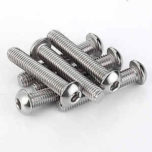 1/4-20 x 3/8" Button Head Socket Cap Bolts Screws, 18-8 Stainless Steel, Bright Finish, Full Thread, Allen Hex Drive, 25 PCS