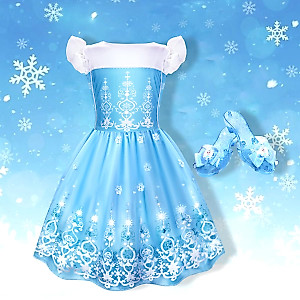 Meland Princess Dress Up for Girls 3-6, Dress Up Clothes for Girls with Princess Shoes Toy, Birthday Gift for Toddlers