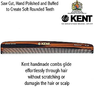 Kent F3T Handmade Dressing Table Comb for Men and Women, All Fine Tooth Hair Comb Straightener for Everyday Grooming Styling Hair, Beard and Mustache, Saw Cut and Hand Polished, Made in England