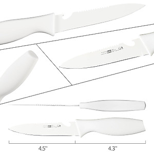 Plys Paring Knife - 4.5 inch Paring Knives Set of 4 Small Kitchen Knife, Sharp Fruit Paring Knife and Coring, Bottle Opener Design German Stainless Steel Ergonomic Handle