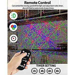 Lunhoo 16 Patterns Christmas Moving Laser Lights, RGB Outdoor Laser Projector, Garden Christmas Decorative Lights for Indoor, Outdoor, Home, Garden