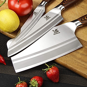 MSY BIGSUNNY 8" Bread Knife Serrated Kitchen Knife of German Steel – Ergonomic Handle – Razor Sharp Blade for Slicing Breads Cakes and Large Fruits