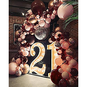 126pcs Burgundy Maroon Pink and Gold Balloons, Balloon Garland Arch Kit, Baby Shower Decorations for Girl, Birthday Wedding Bridal Engagement Anniversary Baptism Party Decorations