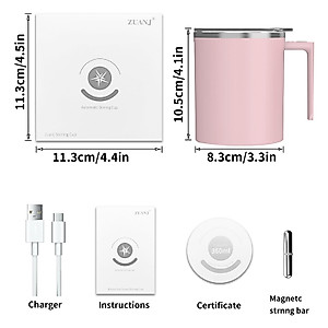 FOXNSK Self Stirring Mug, Self Stirring Coffee Mug Magnetic Stirring Mug Electric Magnetic Stirring Coffee Mug Rechargeable Self Stirring Mug Suitable for Coffee/Milk/Protein Powder (Pink)