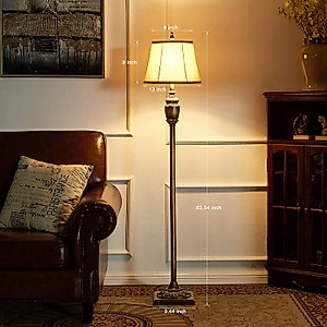 Fullarge Farmhouse Floor Lamps for Living Room, Tall Standing Floor Lamp Heavy Duty Resin,Traditional Pole Lamp for Bedrooms Living Room