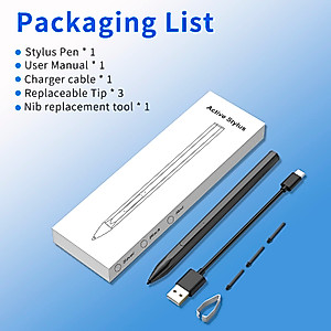 Stylus Pen for HP Envy X360 Pavilion X360 Specter X360 Spectre X2 Envy X2 Rechargeable MPP 2.0 Tilt Active Pen with 4096 Pressure Sensitivity, Palm Rejection, Magnetic Attachment Function, Black