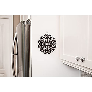 gasaré, Trivet for Hot Dishes, Pots and Pans, Metal Trivet, Victorian Design, Cast Iron, Rubber Feet Caps, Ring Hanger, 8 Inches, Brown Finish, 1 Unit