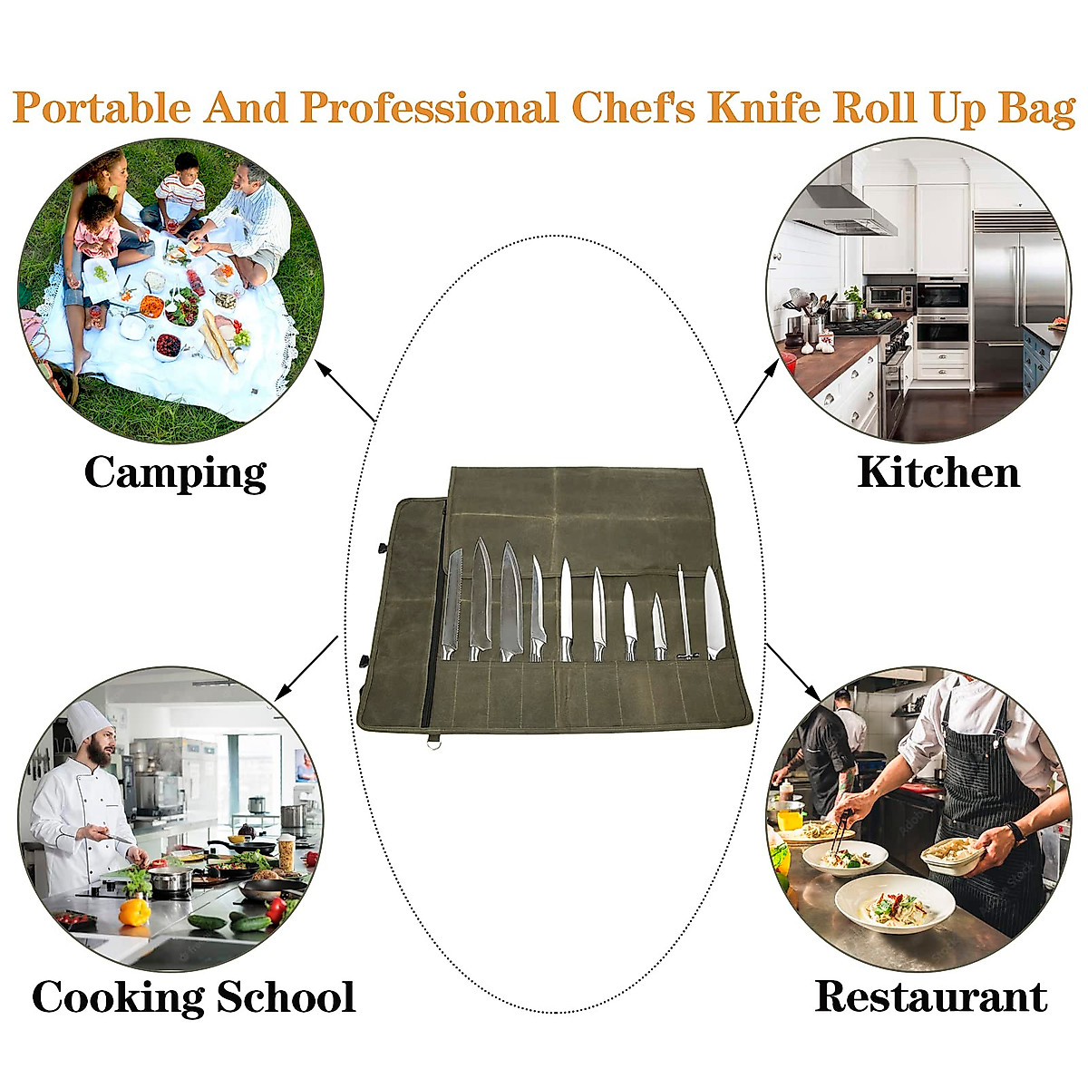 Canvas Chef Knife Roll Bag Chef Knife Bag