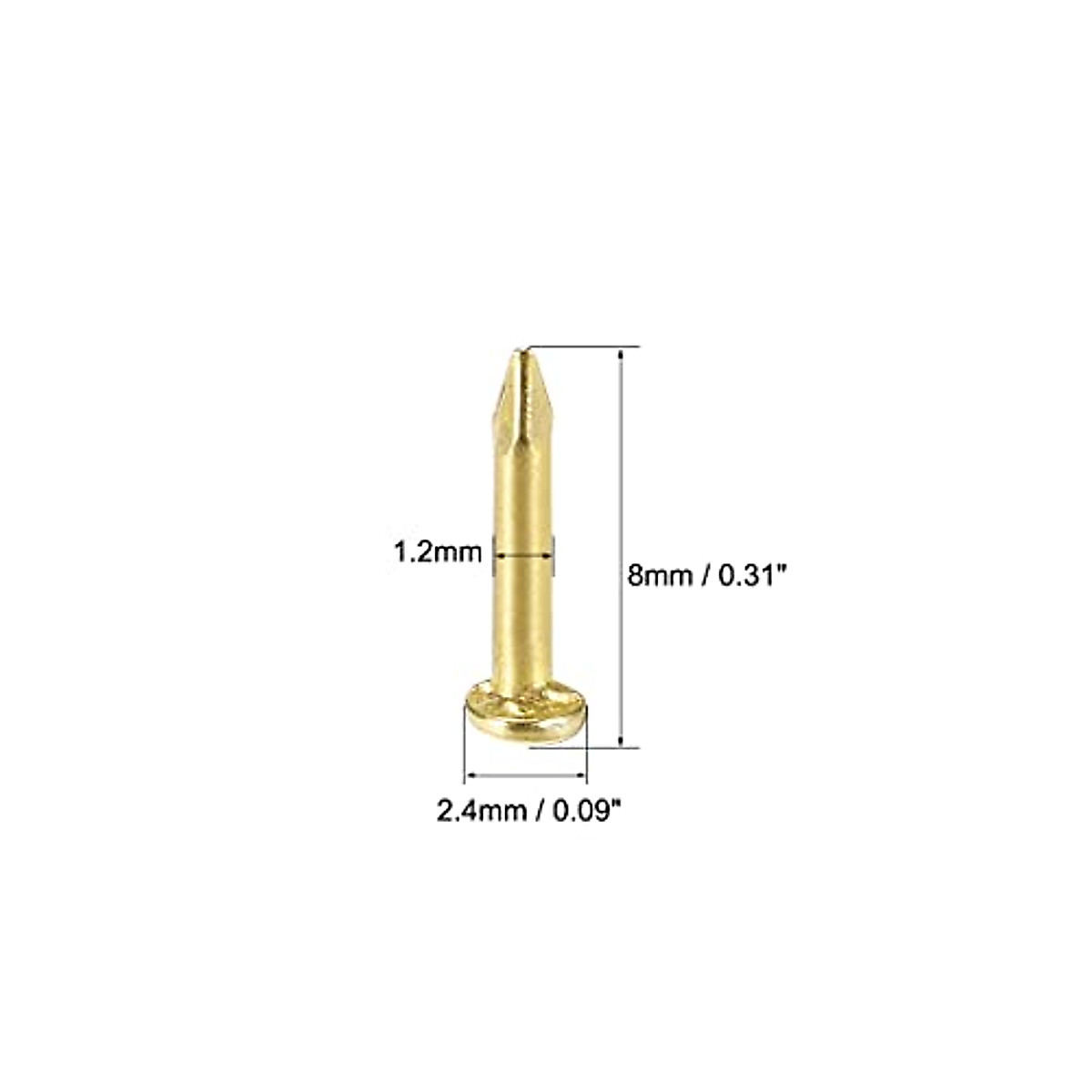 uxcell Small Tiny Nails 1.2x8mm(DXL) for Wooden DIY Decorative Pictures Boxes Household Accessories Brass Tone 200pcs