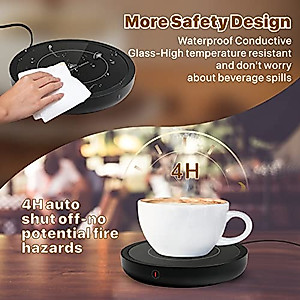 Coffee Mug Warmer, 50W Smart Cup Warmer with Auto Shut Off, 3-Temperature Settings(105 ~ 180°F), Waterproof, Electric Coffee Warmer for Office Home Desk Use,Mug Warmer for Hot Coffee Tea Espresso Milk