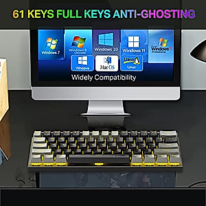 E-YOOSO 60 Percent Mechanical Keyboard, Z-11 Gaming Keyboard with Blue Switches Backlit Small Compact Wired Keyboard 60% Keyboard, Portable 60% Percent Keyboard Gamer(Black Grey)