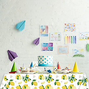 Wiooffen 3 Pcs Lemon Tablecloth Party Yellow Lemonade Supplies Lemons Summer Party Tablecover for Lemon Theme Birthday Party Wedding Bridal Shower Supplies Lemon Table Cover Table Decorations