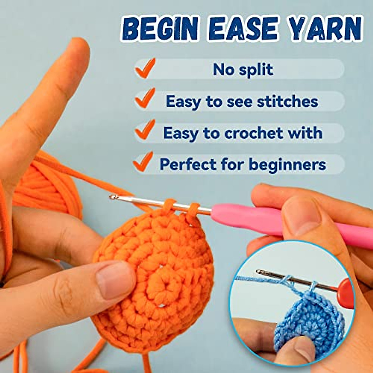 6x60g Yarn for Crocheting and Knitting; 6x66M Cotton Yarn for Crocheting and Knitting with Easy-to-See Stitches; Worsted-Weight Medium #4;Cotton-Nylon Blend Yarn for Beginners Crochet Kit Making