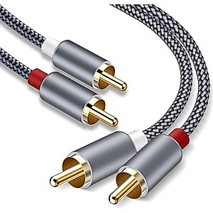 Goalfish RCA Cable, 0.5M/1.6FT RCA to RCA Male to Male Audio Stereo Subwoofer Cable [2Pack, Hi-Fi Sound] Nylon-Braided Auxiliary Audio Cord for Home Theater, HDTV, Amplifier, Hi-Fi Systems, Speakers