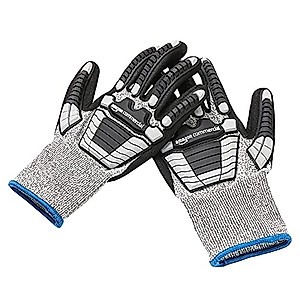 AmazonCommercial 13G SilverSilk & Sandy Nitrile Gloves with Impact Protection (Grey/Black), Size XL, 1-Pair