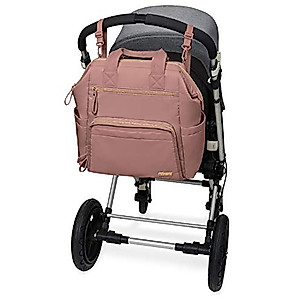 Skip Hop Diaper Bag Backpack: Mainframe Large Capacity Wide Open Structure with Changing Pad & Stroller Attachement, Dusty Rose