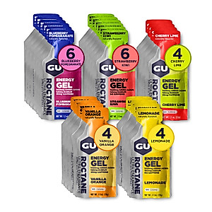 GU Energy Roctane Ultra Endurance Energy Gel, Vegan, Gluten-Free, Kosher, and Dairy-Free On-The-Go Sports Nutrition for Running, Biking, Hiking or Skiing, Assorted Flavors,24-Count