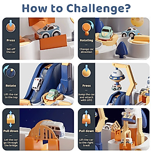 Toys for 3 Year Old Boys Car Rescue Adventure Race Track for Toddler Kids Ages 3 4 5 6 7 Boy Girl Space Theme Car Playset Educational Learning Preschool Bithday Present