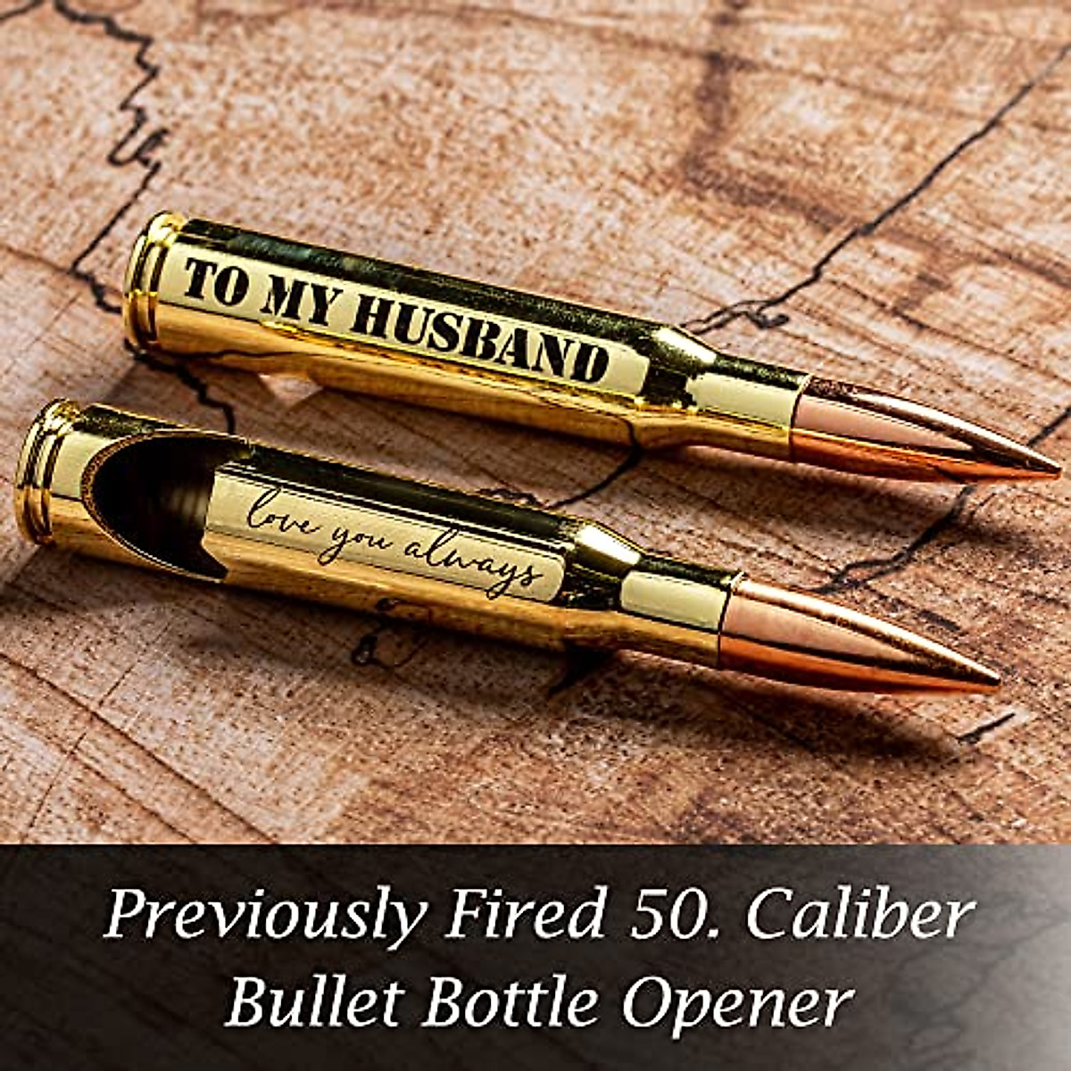 Anniversary Gifts' for Him I Wedding Anniversary Gift' for Husband - Engraved 'To My Husband Love You Always’ - 50. Cal Bottle Opener I Wedding Anniversary for Men Gift Ideas