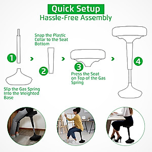 Wobble Stool Standing Desk Chair Ergonomic Tall Adjustable Height sit Stand-up Office Balance Drafting bar swiveling Leaning Perch Perching high swivels 360 Computer Adults Kids Active Sitting Black