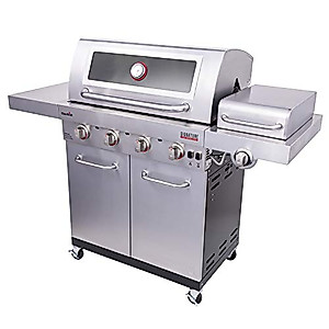 Char-Broil 463255721 Signature TRU-Infrared 4-Burner Cabinet-Style Windowed Gas Grill, Stainless