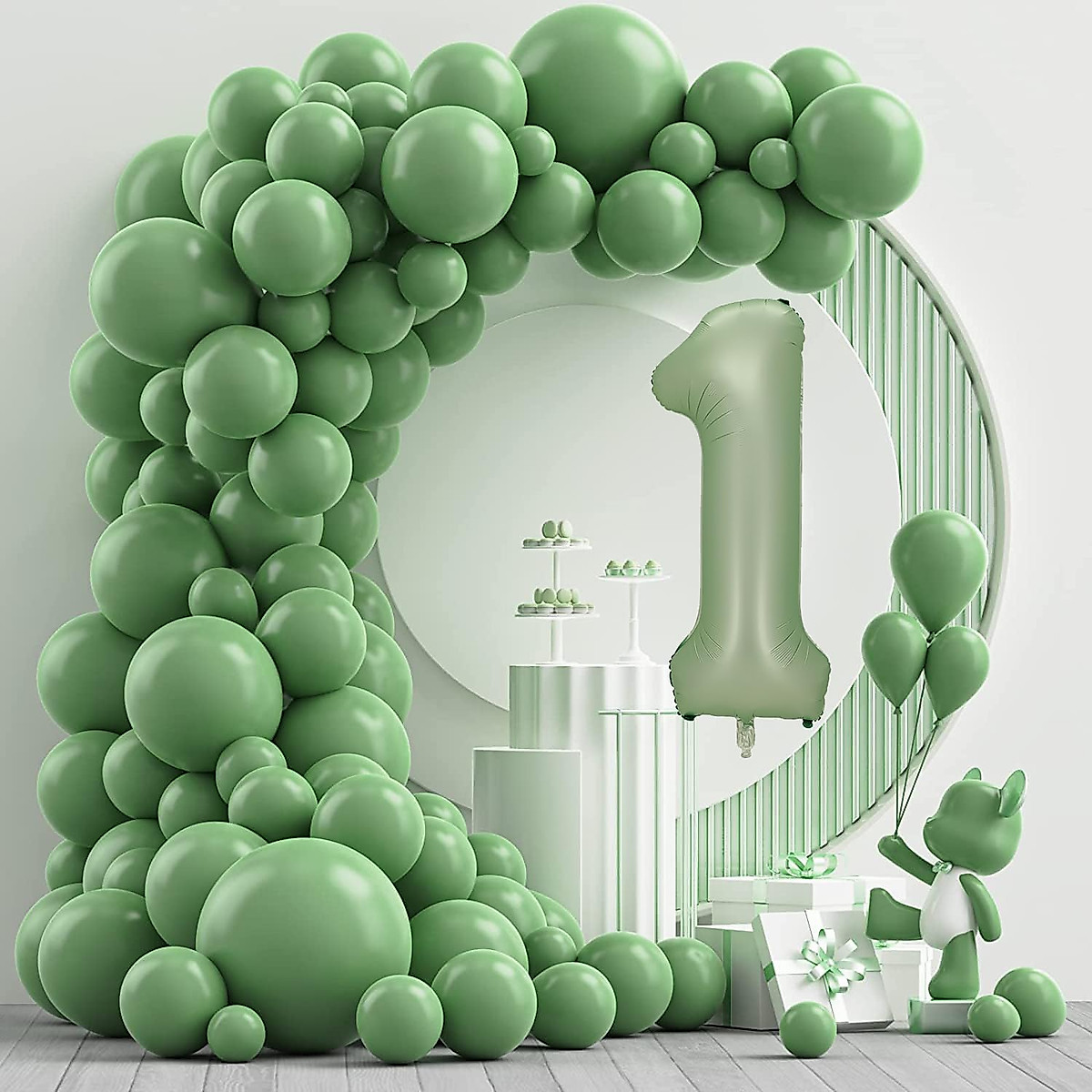 Gifloon Number 1 Balloon, Large number balloons 40 inch Decor, 1st Birthday Party Decorations, Sage Green