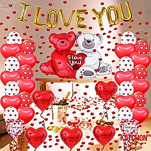 Huge, I Love You Balloons Set - Pack of 54 | Pack of 2000 Rose Petals for Romantic Night for Him Set | Red Heart Balloons, Valentines Day Decor | Valentine Balloons, Romantic Decorations Special Night