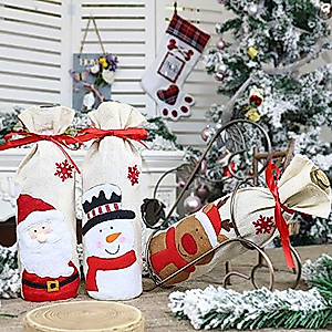 HOBBMS New Christmas Supplies Red Wine Bottle Set Old Man Snowman Elk Red Wine Bag Household Items Decorations，Christmas Decoration Xmas Wine Bottle Set Fun Christmas Theme Cutlery Wine Bottle
