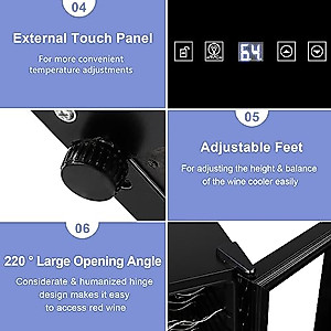 LEADZM 28 Bottle Freestanding Wine Fridge, Compressor Wine Cooler Refrigerator, Mini Wine Cellar for Red, White Wine and Champagne with Digital Temperature Control & Double-layered Glass Door