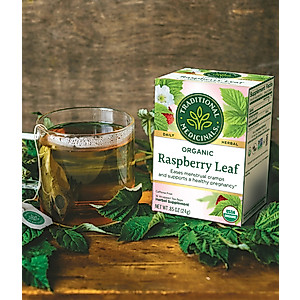 Traditional Medicinals Organic Raspberry Leaf Herbal Tea, Eases Menstrual Cramps & Supports Healthy Pregnancy (Pack of 2) - 32 Tea Bags