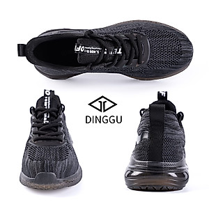 DINGGU Steel Toe Shoes for Men Lightweight Safety Indestructible Work Shoes Comfortable Breathable Non-Slip Slip on Composite Toe Sneakers for Industrial Construction Black 12