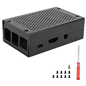 Case for 3 B+ (B Plus) / Pi 3 B, Aluminum Alloy Case Mesh Shell Vent Motherboard , for Heatsink (Black for 3B+/3B)