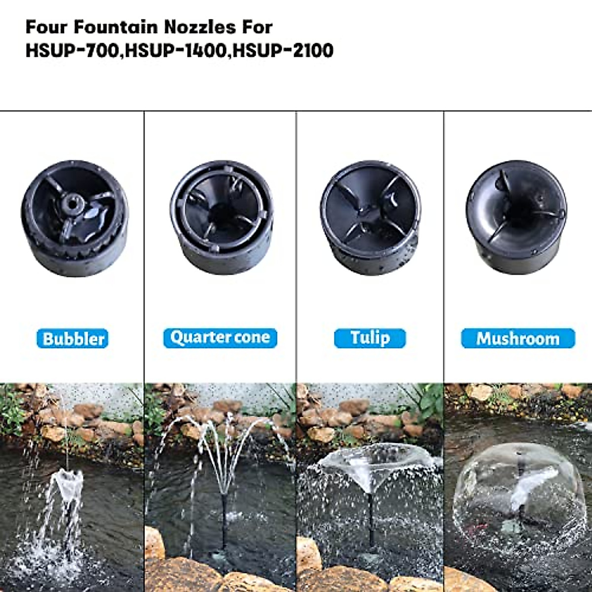 WaterRebirth (HSUP-1400F) Submersible Water Pump With Fountain Jets - Pond Pump - Submersible Pump - Water Fountain Pump - Aquarium Pump