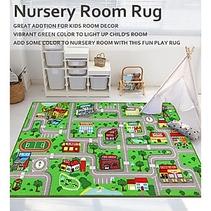 Yincimar Kids Playroom Rug City Life Playmat Kids Rug for Hot Wheels Car 5.2'x3'3" City Map Traffic Road Learning Educational Area Rug Carpet for Children Bedroom Nursery Room Game