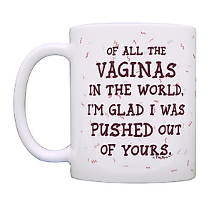 Gifts For Mom From Son Of All The V's In The World I'm Glad I Was Pushed Out Of Yours 11oz Ceramic Coffee Mug White