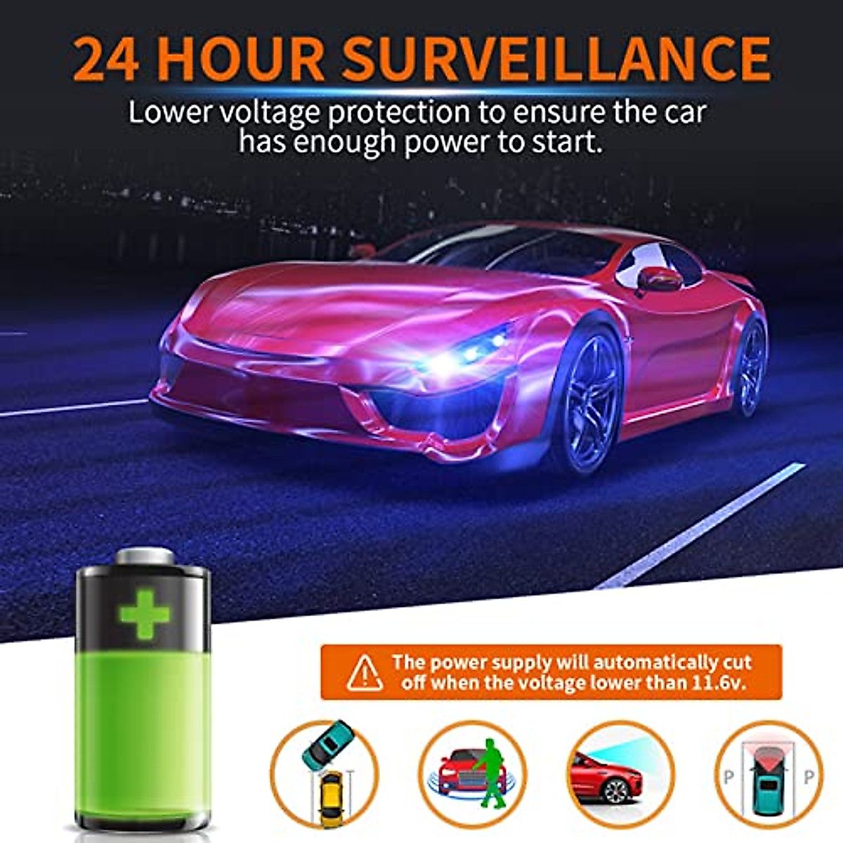 Dash Cam Hardwire Kit 3-Lead Acc Mini USB Hard Wire Kit Fuse for Dashcam Will 12V-24V to 5V/3A Car Dash Camera Charger Power Cord， Gift 4 Fuse Tap Cable （11.5ft）